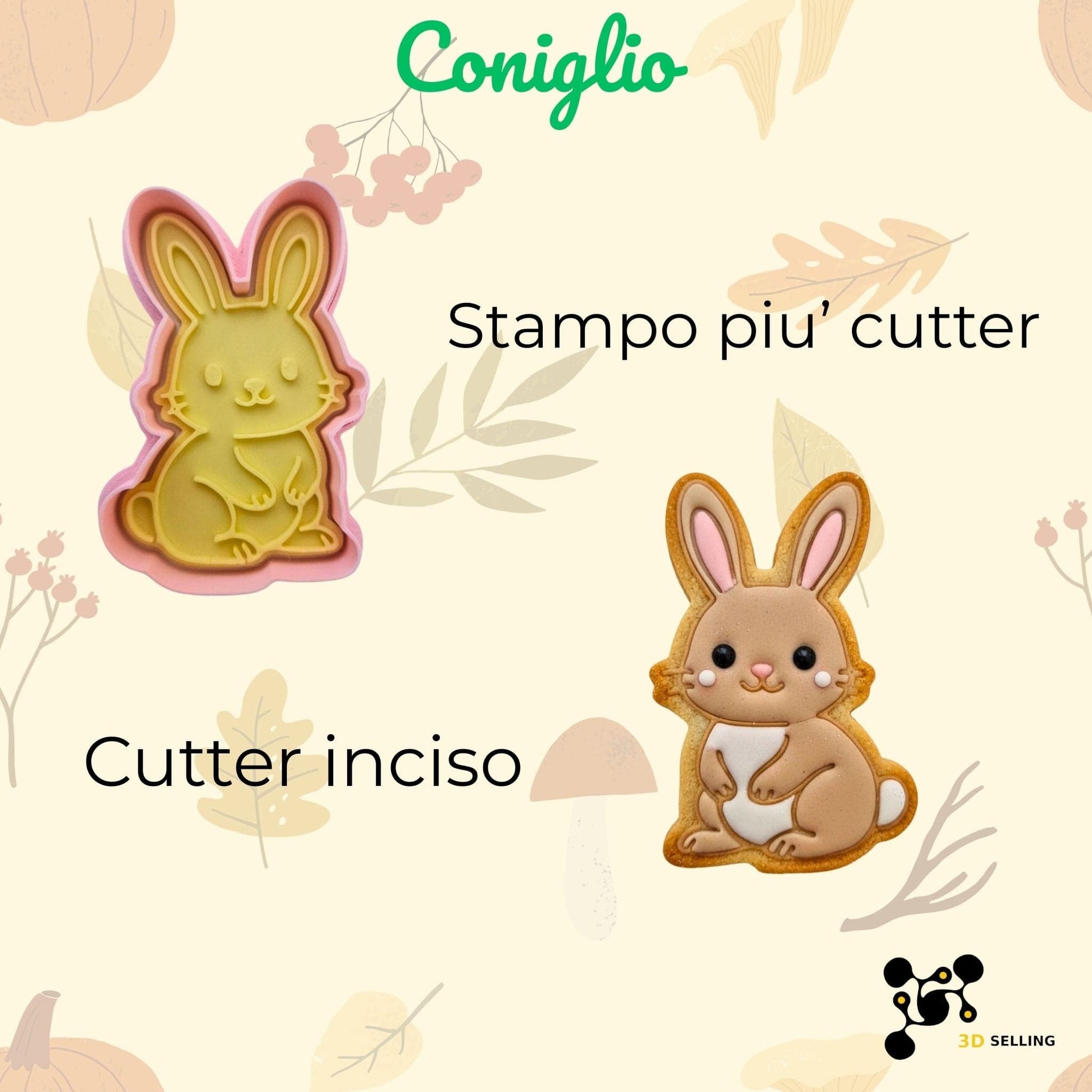 Tagliabiscotto Coniglio Classico – Stampo biscotti ad incisione | 3d ...
